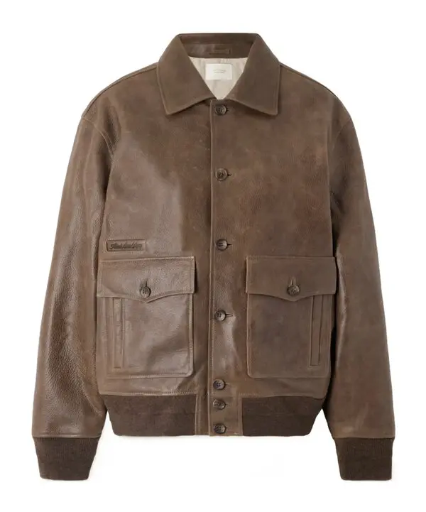 Aimé Leon Dore Long-sleeved Leather Jacket - Brown