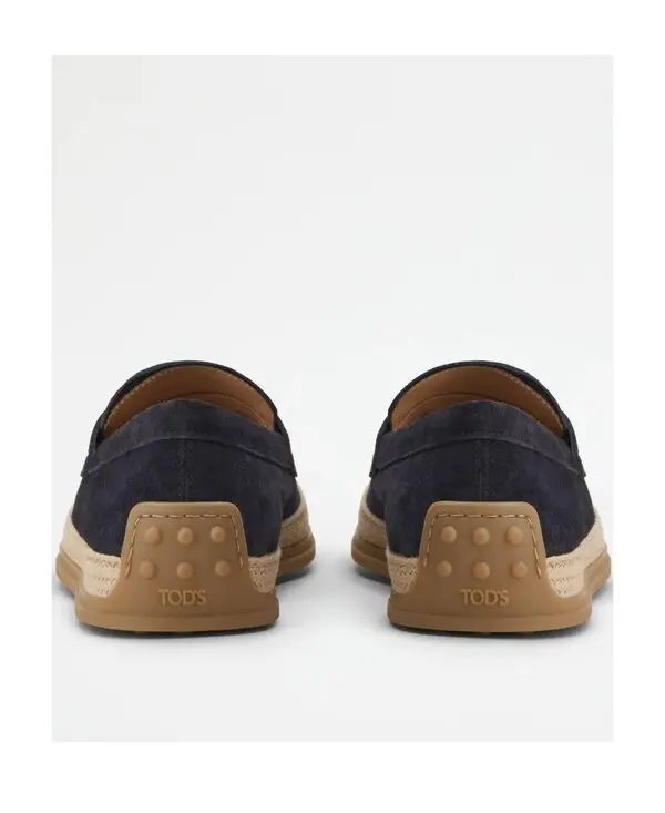 TOD'S Classic Suede Loafers With Rope Sole - Black