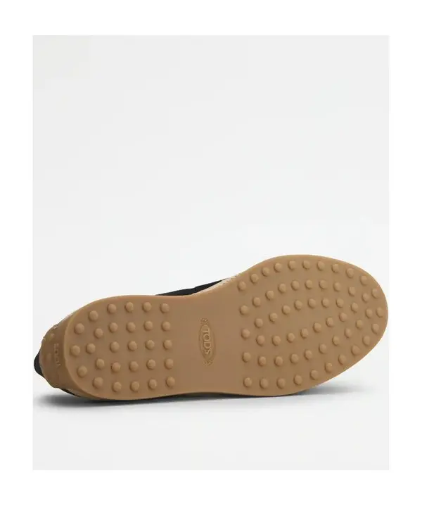 TOD'S Classic Suede Loafers With Rope Sole - Black
