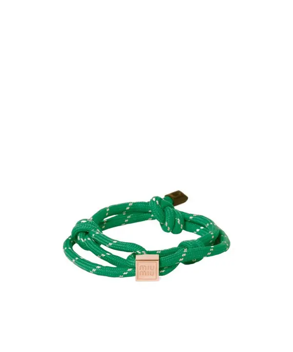 Miu Miu Logo Engraved Rope Bracelet - Emerald Green