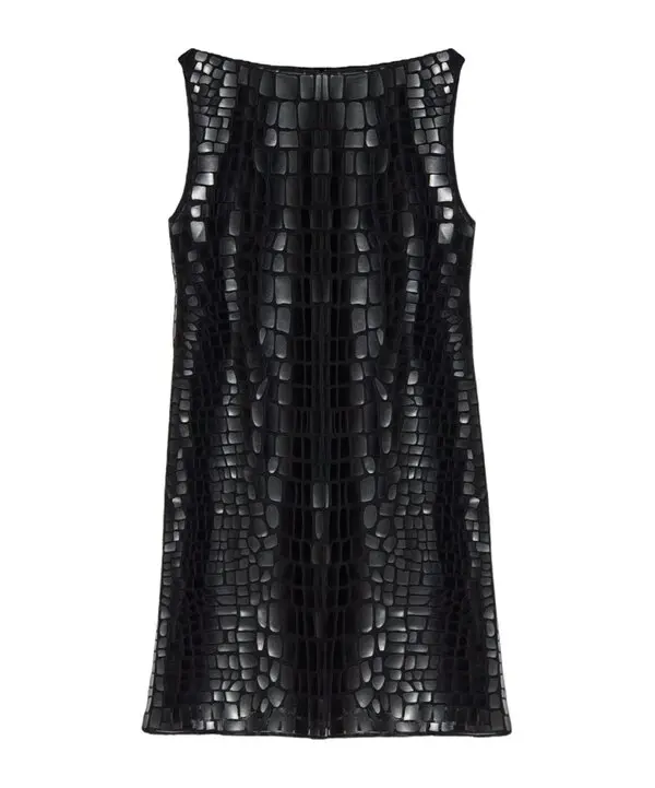 Dsquared2 Sleeveless Boatneck Mini Dress With Crocodile Print