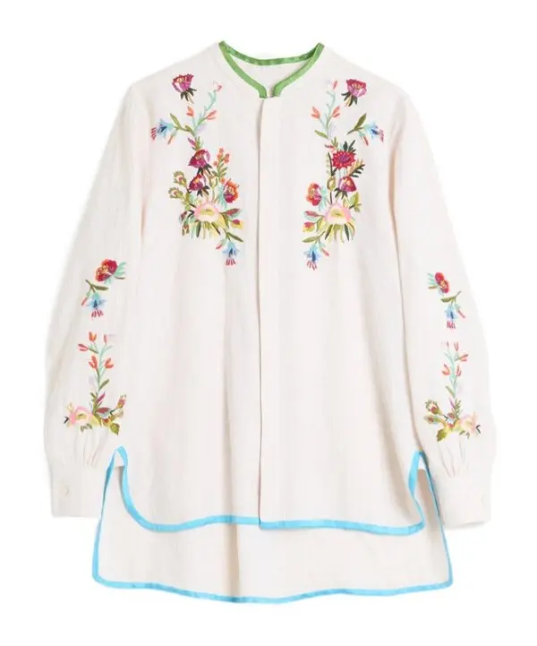 Valentino Garavani Floral Embroidered Button Detailed Shirt