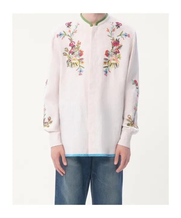 Valentino Garavani Floral Embroidered Button Detailed Shirt