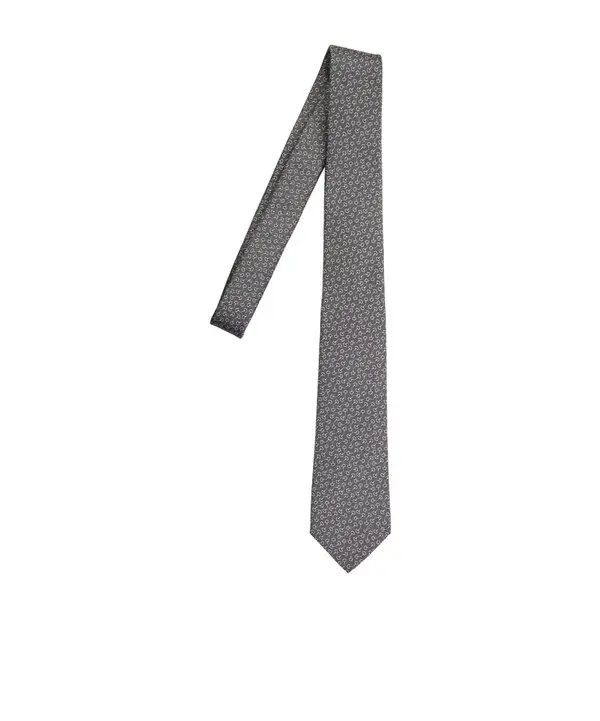 Gucci Horsebit Embroidered Neck Tie - Grey