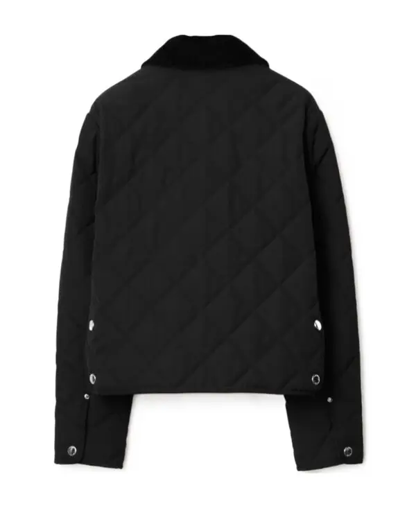 Burberry Quilted Jacket With Corduroy Collar - Black