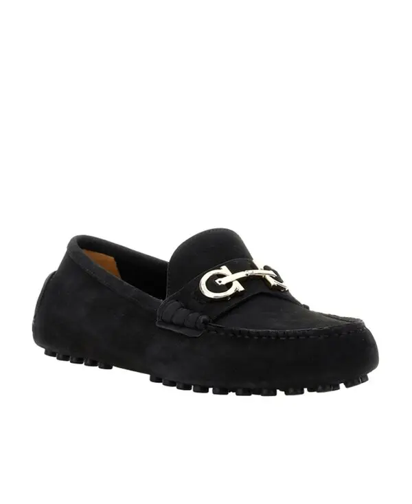 FERRAGAMO Logo Loafers - Black