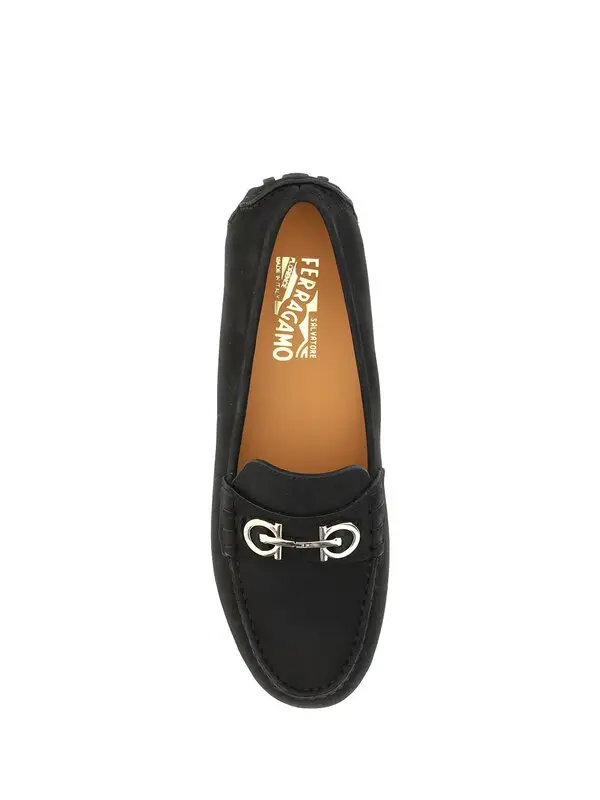 FERRAGAMO Logo Loafers - Black