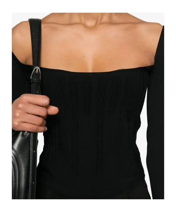 MUGLER Long Sleeve Square Neck Bodice