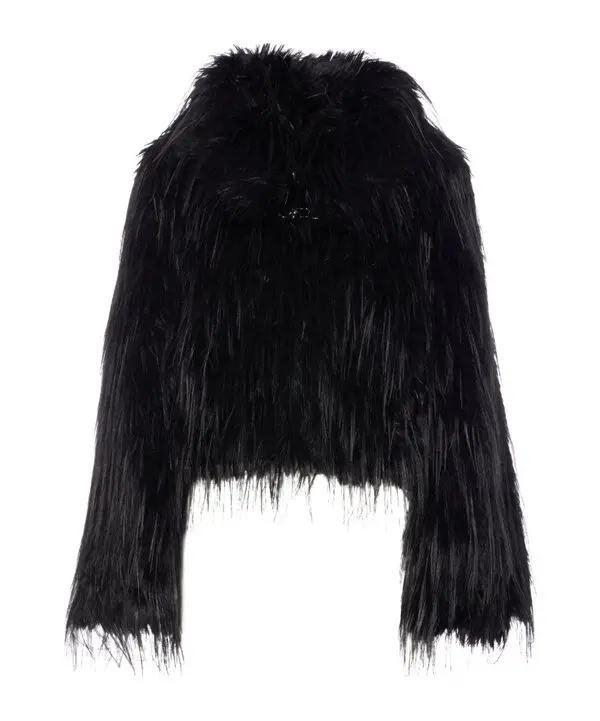 Pinko High-neck Faux Fur Jacket - Black