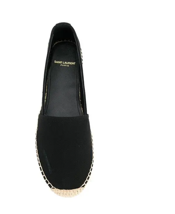 Saint Laurent Logo Embroidered Espadrilles - Black