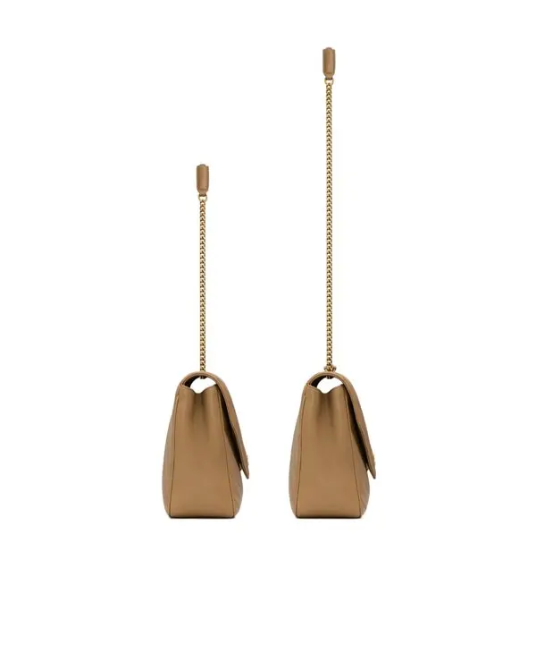 Saint Laurent Loulou Foldover Top Large Shoulder Bag - Nude