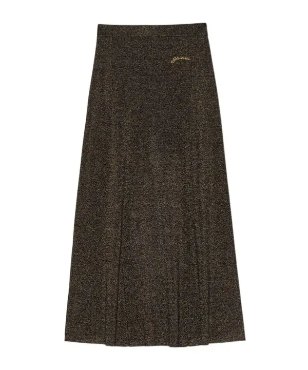GANNI Embroidered Logo Knit Maxi Skirt