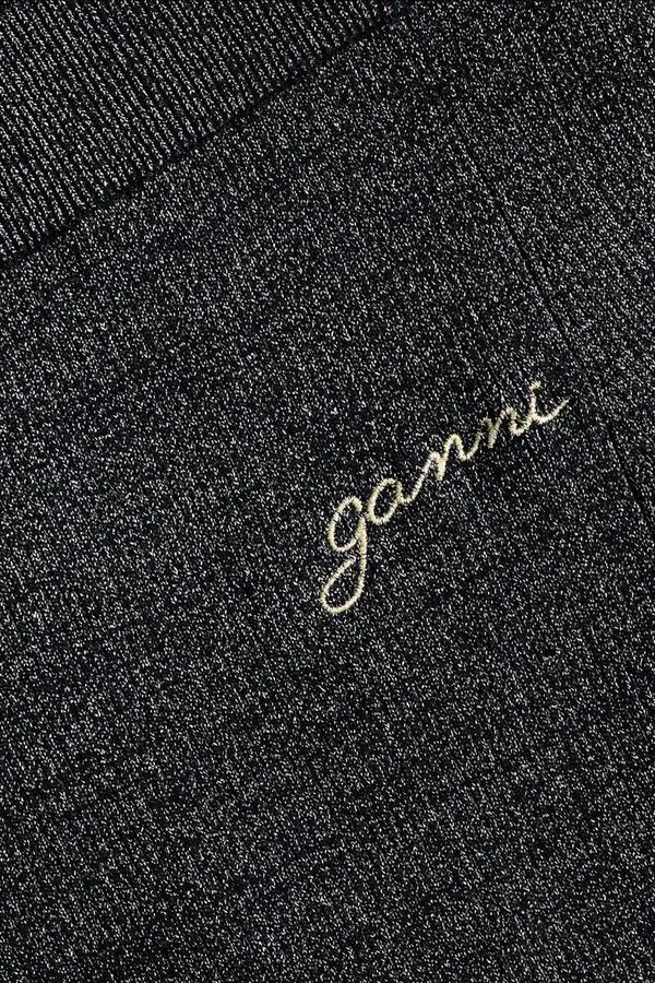 GANNI Embroidered Logo Knit Maxi Skirt