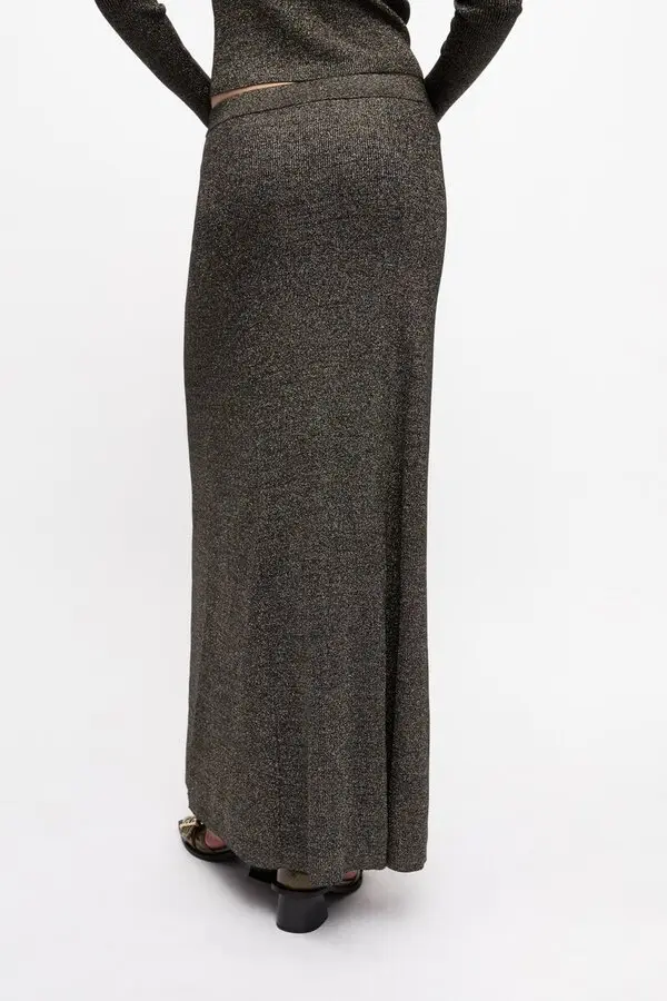 GANNI Embroidered Logo Knit Maxi Skirt