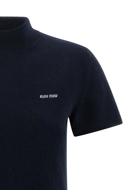 Miu Miu Logo-intarsia Short-sleeved Jumper