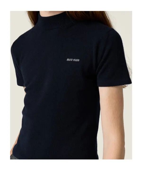 Miu Miu Logo-intarsia Short-sleeved Jumper