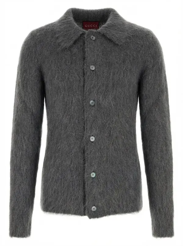 Gucci Brushed Polo Cardigan - Black