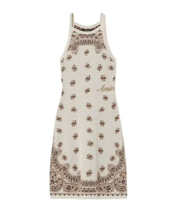 Amiri Cotton-jacquard Halterneck Midi Dress - White