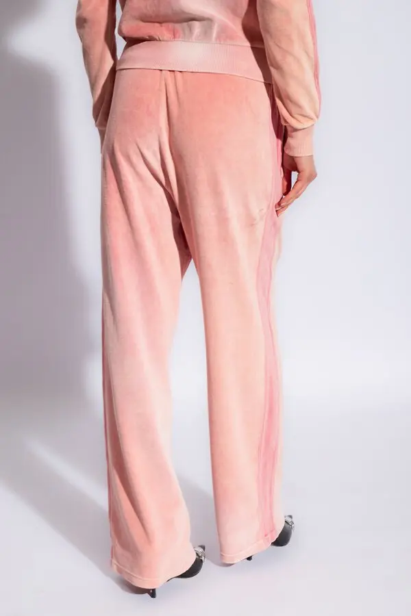DIESEL® Low-rise Velvet Trousers With Logo Embellishment