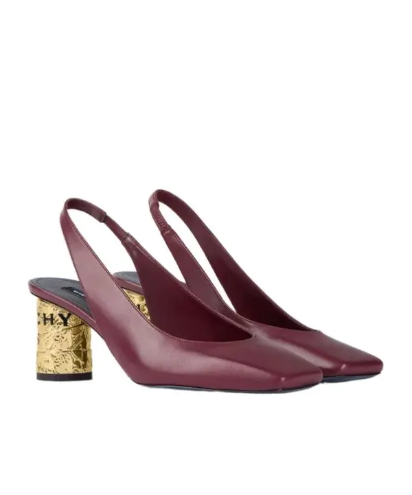 Givenchy Tape Square-toe Slingback Pumps - Burgundy