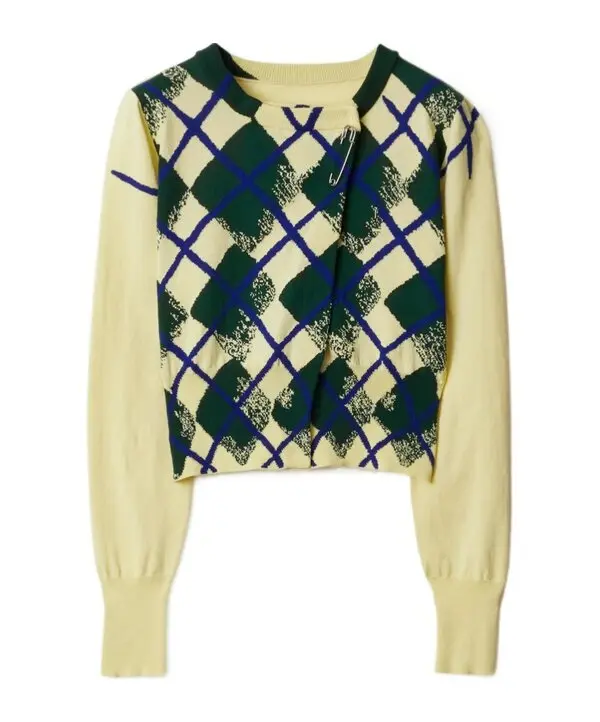 Burberry Argyle Intarsia Cropped Cotton Jumper - Multicolor