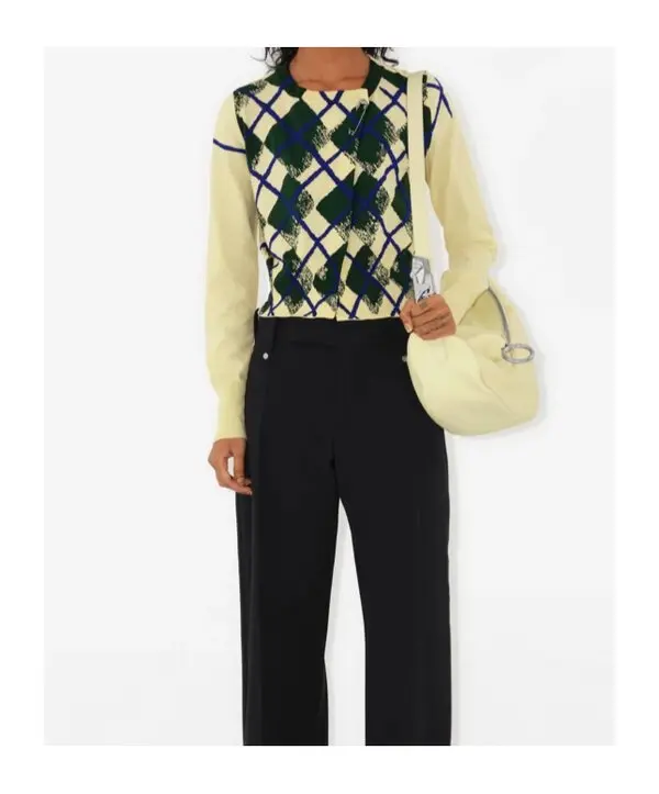 Burberry Argyle Intarsia Cropped Cotton Jumper - Multicolor