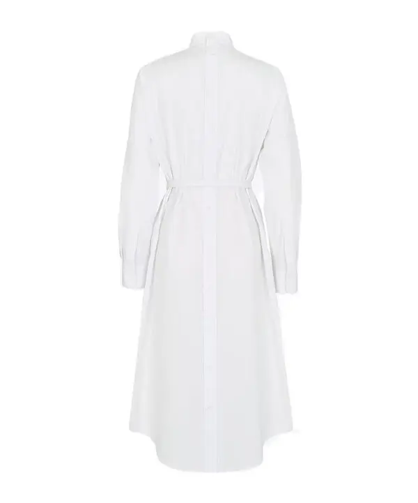 Fendi Band-collared Long-sleeved Midi Shirt Dress With Ff Buckle Belt