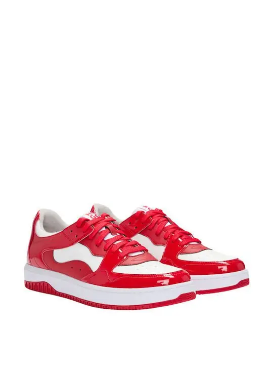 Hugo Boss Lace-up Sneakers With Perforated Details - Red