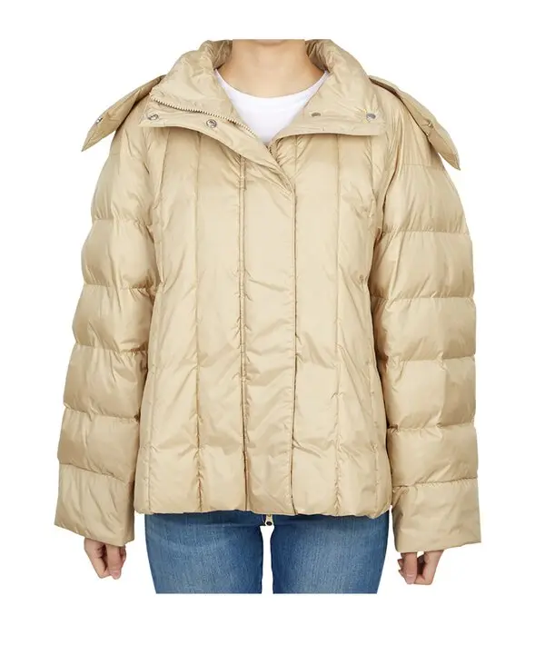 Max Mara Hooded Down Coat With Trim Pockets