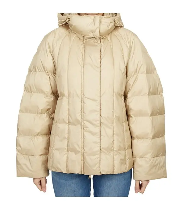 Max Mara Hooded Down Coat With Trim Pockets