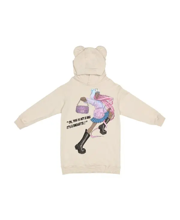 Fendi Hooded Sweater Dress With Bear Ears