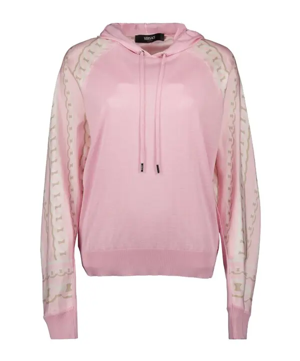 Versace Chain-printed Knitted Drawstring Hoodie