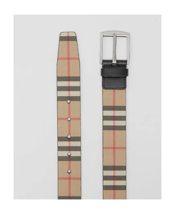Burberry Vintage Check Print Leather Belt
