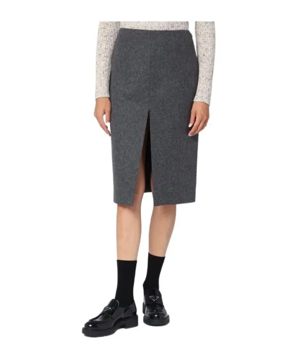 Prada Midi Skirt With Front Slit Detail