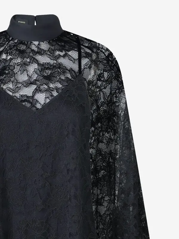 Pinko Long-sleeved Mini Lace Dress