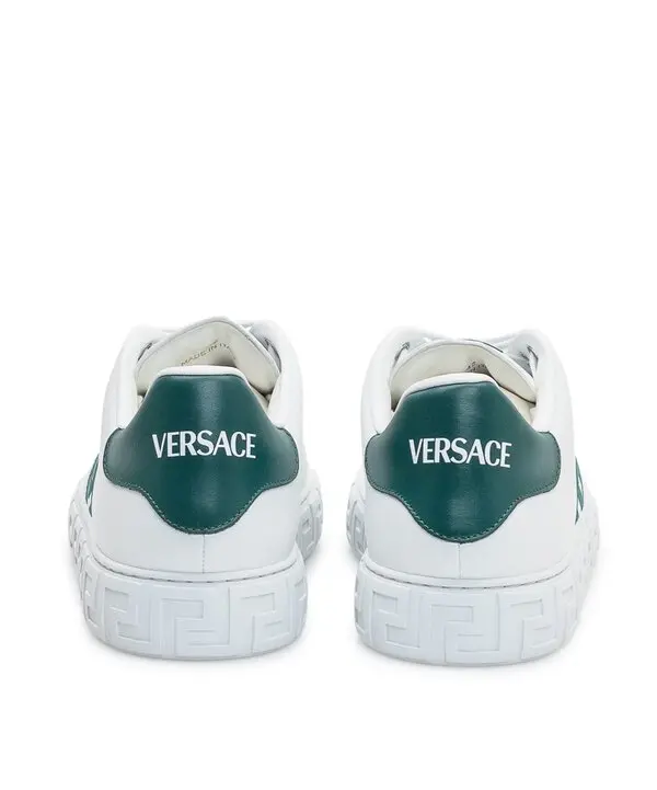 Versace Greca-printed Lace-up Sneakers - White
