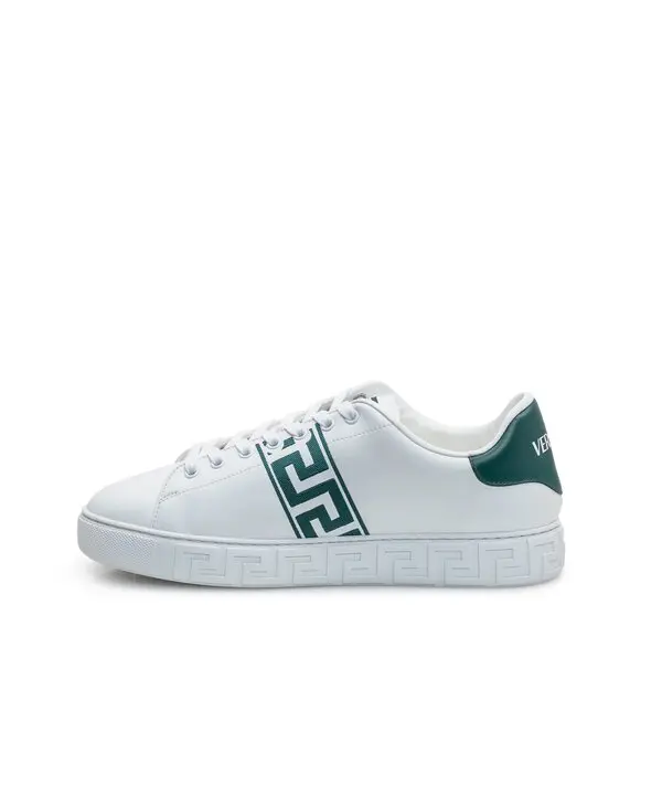 Versace Greca-printed Lace-up Sneakers - White