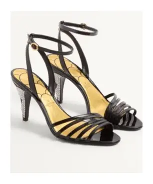 Valentino Garavani Ladycrush Ankle-strap Open-toe Sandals With Crystal Embellishments - Black/silver