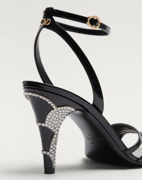 Valentino Garavani Ladycrush Ankle-strap Open-toe Sandals With Crystal Embellishments - Black/silver