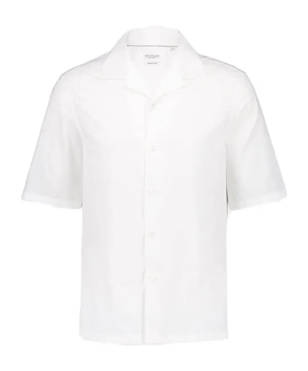 Brunello Cucinelli Short-sleeved Straight-hem Shirt - White