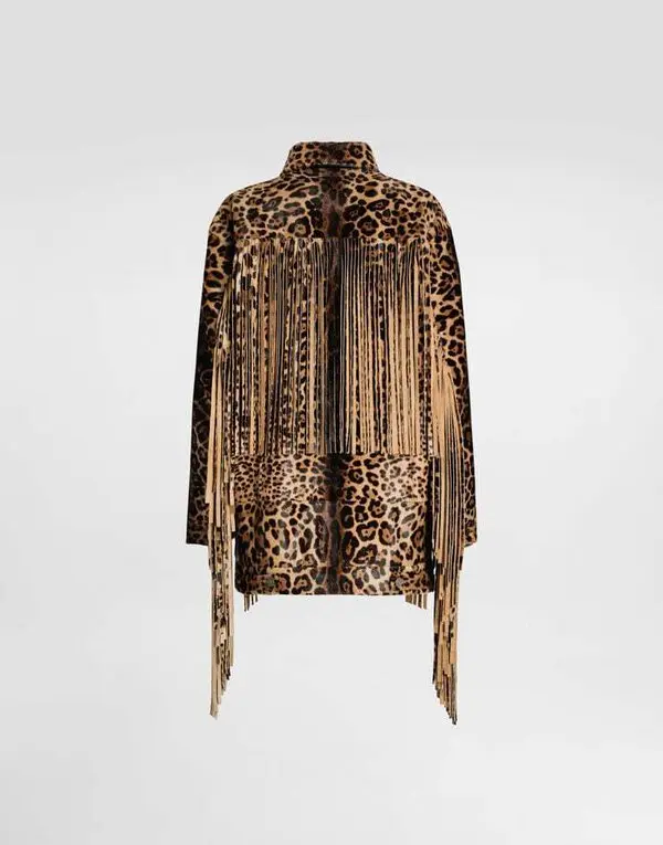 Dolce & Gabbana Leopard Print Fringe Coat - Brown