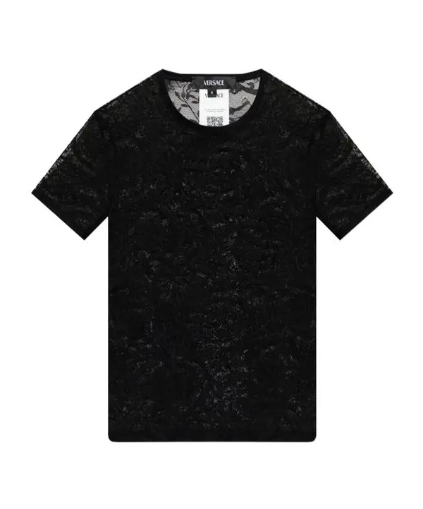 Versace Short-sleeved Crewneck Lace T-shirt