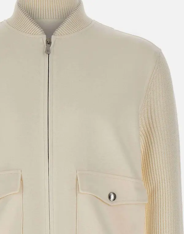 Eleventy Knitted Panel Zip Jacket - Nude