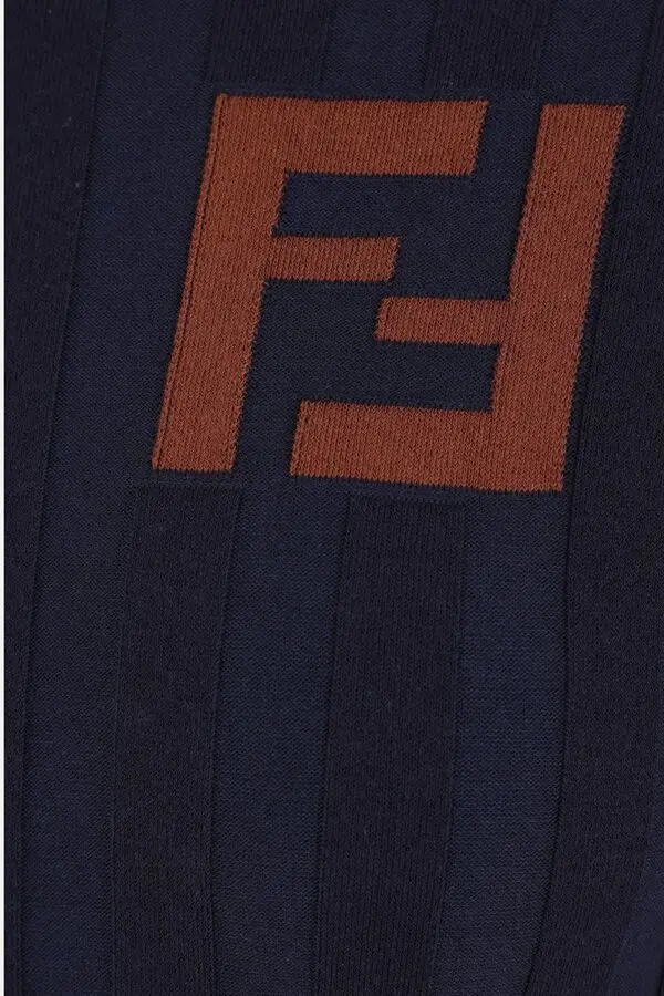 Fendi Short Sleeve Ribbed Mini Dress