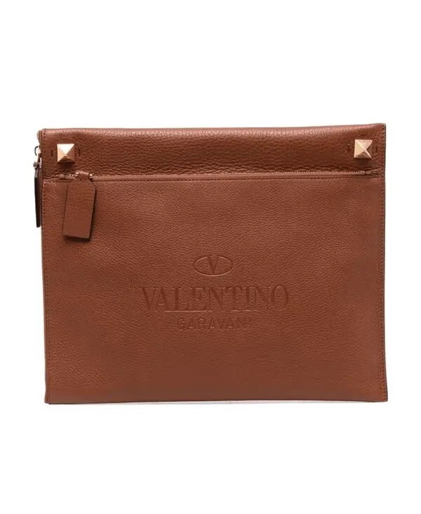 Valentino Garavani Logo Clutch - Brown