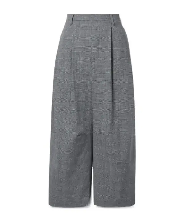 R13 Cropped Pleated Houndstooth Wool Wide-leg Pants - Gray