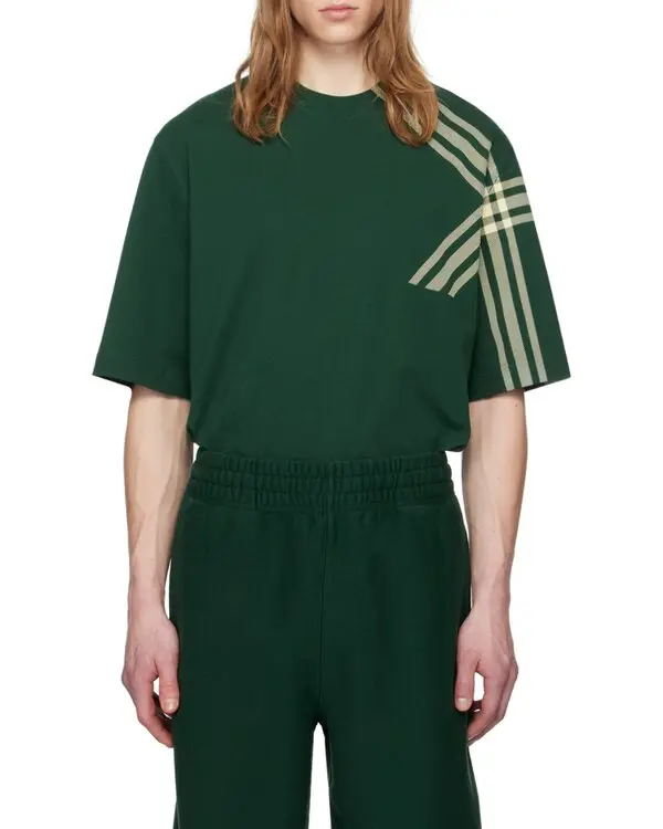 Burberry Checked Crewneck T-shirt - Green