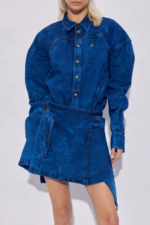 VIVIENNE WESTWOOD Asymmetrical Tie-dye Denim Mini Dress