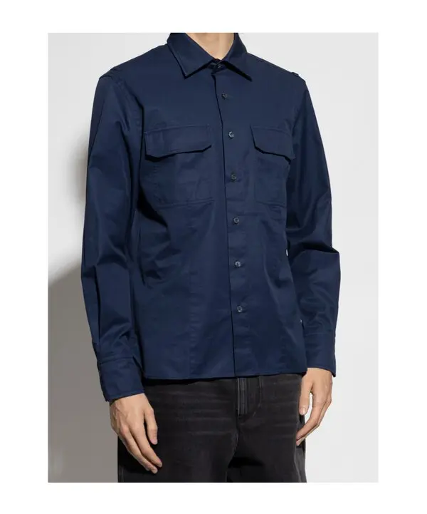 TOM FORD Double-pocket Cotton Shirt - Blue