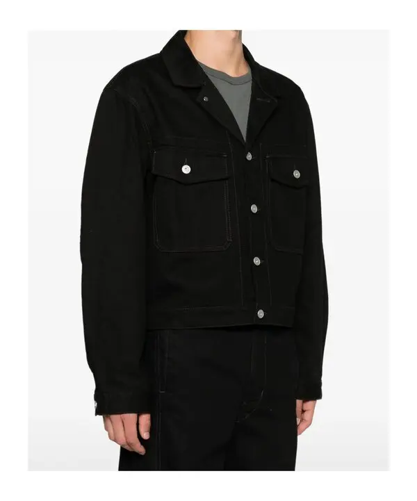 LEMAIRE Trucker Jacket With Button Fastening Flap Pockets - Black